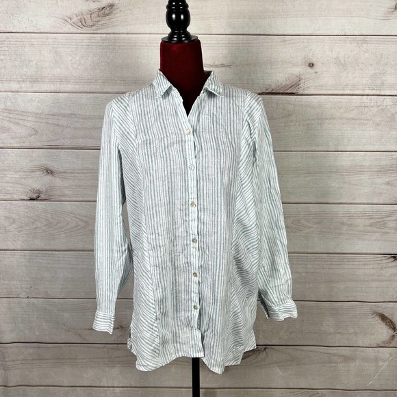 J. Jill | Tops | J Jill Love Linen Blouse Buttonup Striped | Poshmark